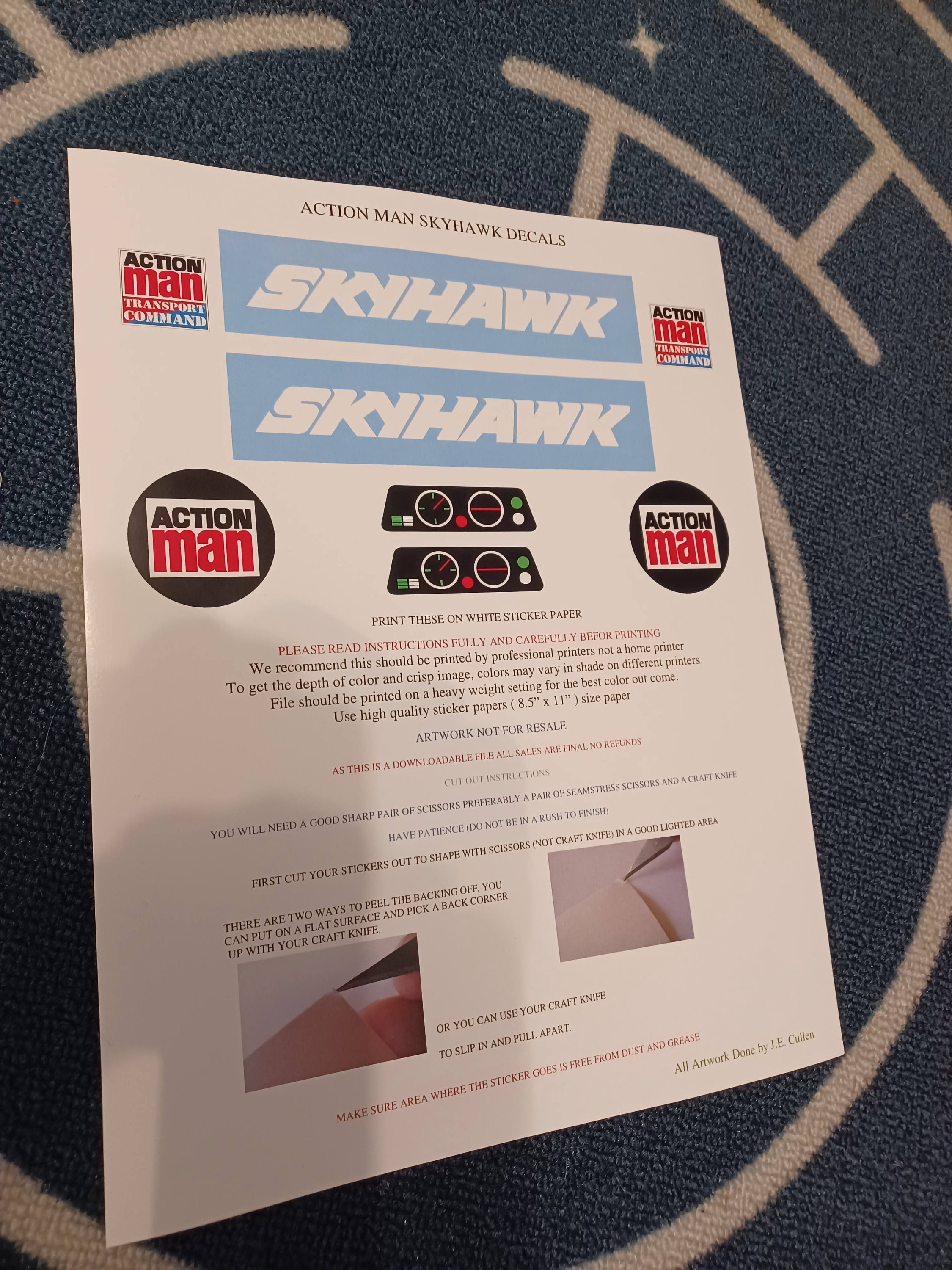 Action Man Skyhawk DECALS - Etsy