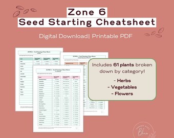 UPDATED Seed Starting Cheat Sheet Planting Guide Printable Seed ...