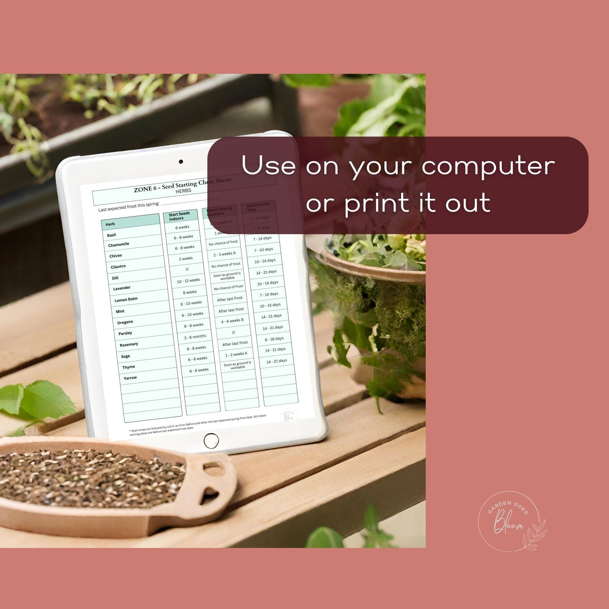 Zone 6 Seed Starting Cheat Sheet Planting Guide Printable Chart PDF ...