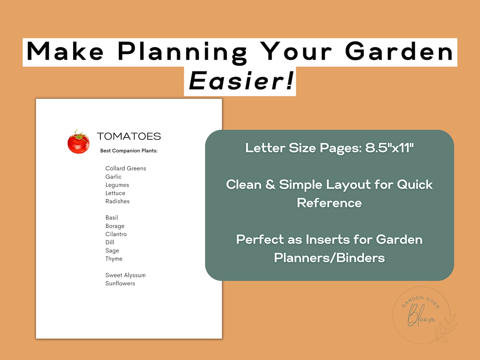 Printable Companion Planting Chart | Quick Garden Reference Guide PDF ...