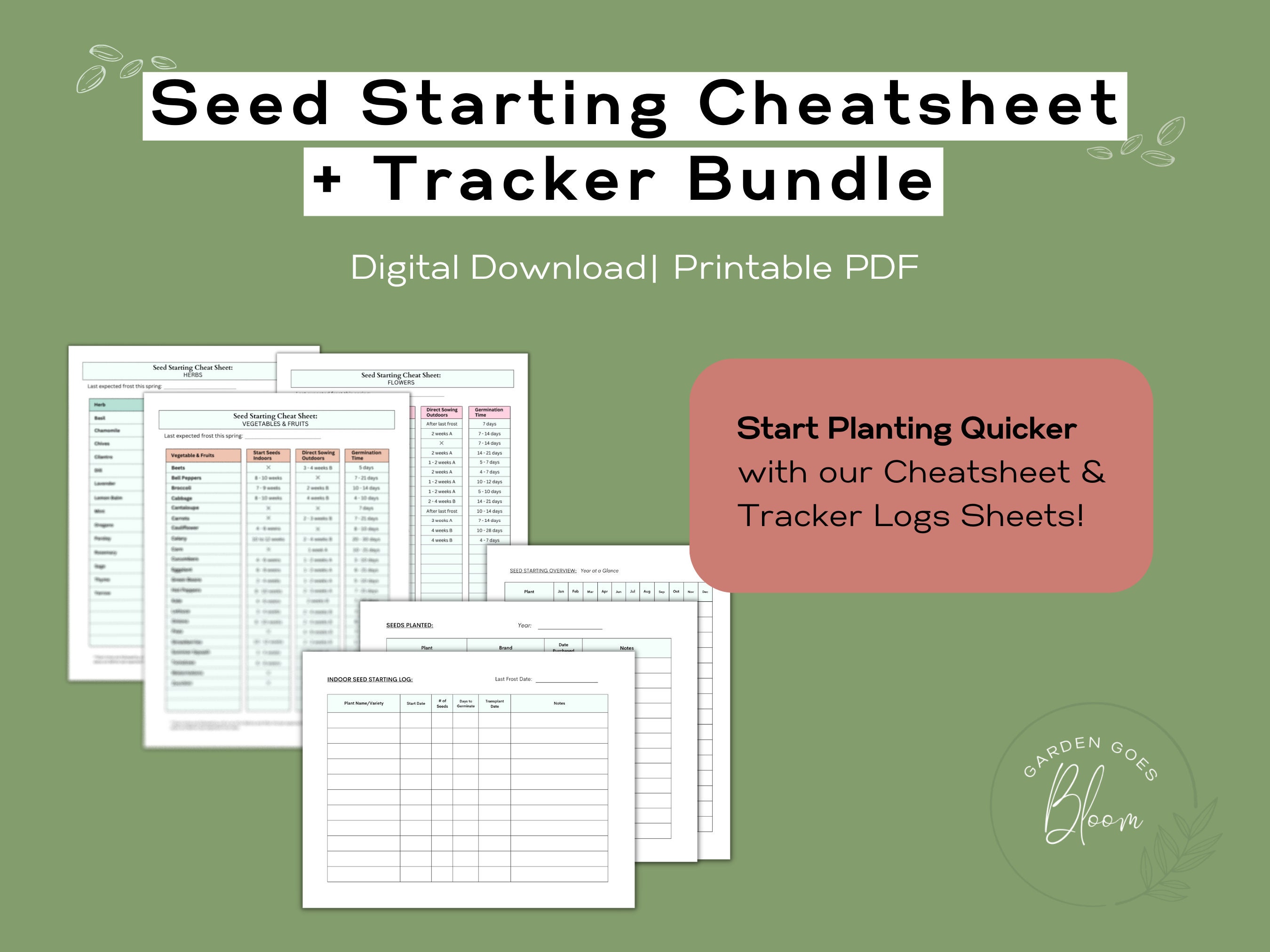 Seed Starting Cheatsheet & Seed Starting Tracker Bundle Garden Planning ...
