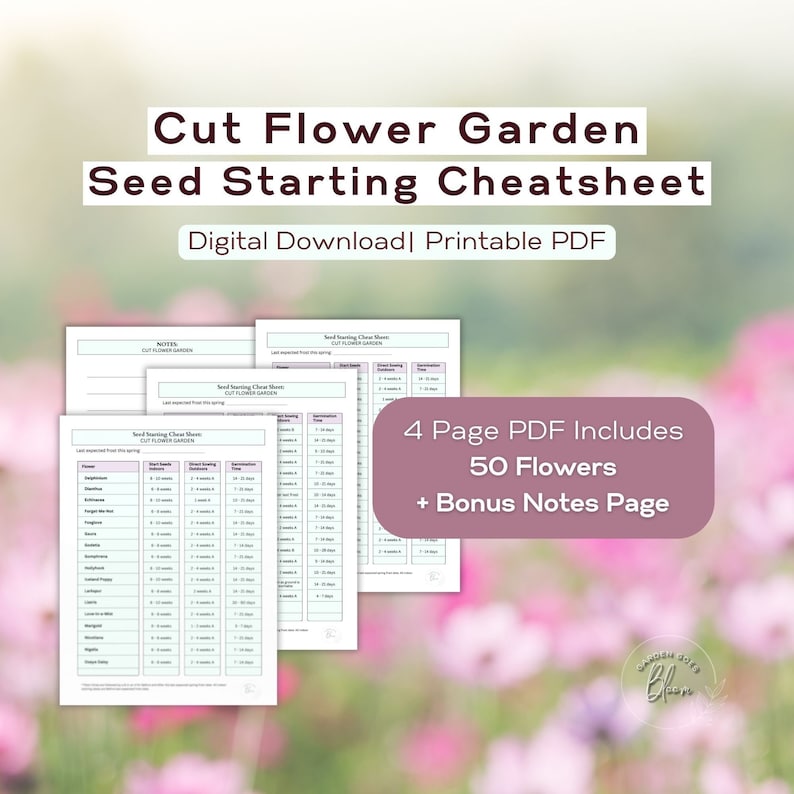 Cut Flower Garden Planner | Seed Starting Cheat Sheet (PDF) - Etsy