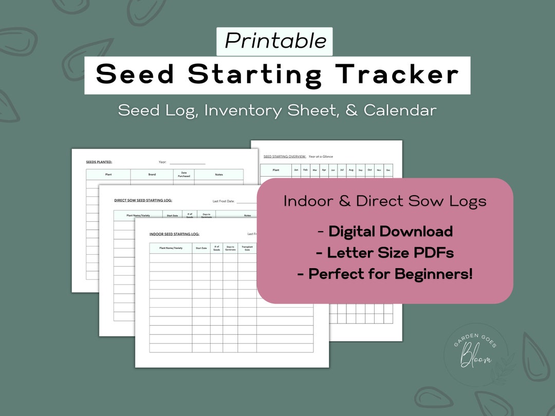 Seed Starting Tracker Sheets Printable Seed Starting Log - Etsy