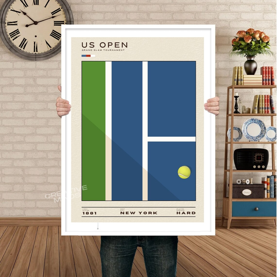 Tennis Poster 4 X SET Wall Art Framed / Unframed, Vintage Minimalist ...