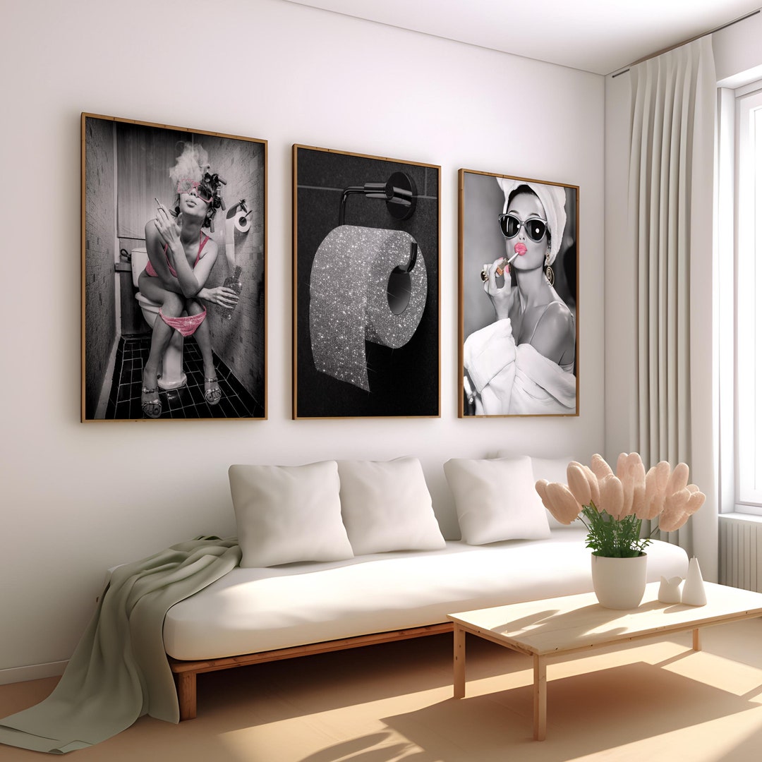Luxury Glamorous Girl Set of 3 Canvas / Art Prints / Framed Wall Art ...