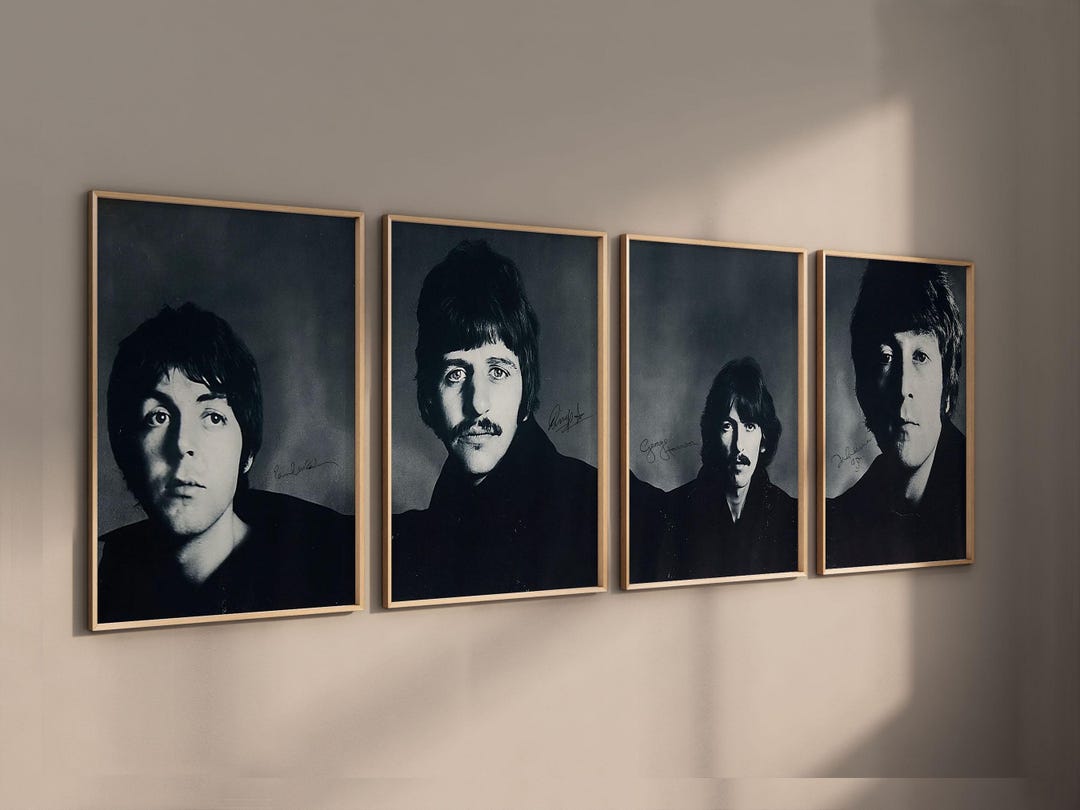 The Beatles Set of 4 Canvas / Art Prints / Framed Wall Art, High ...
