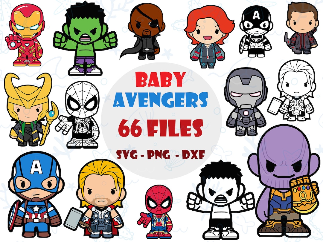 Baby Avengers Svg Bundle, Chibi Superhero Svg, Bundle Layered Svg ...