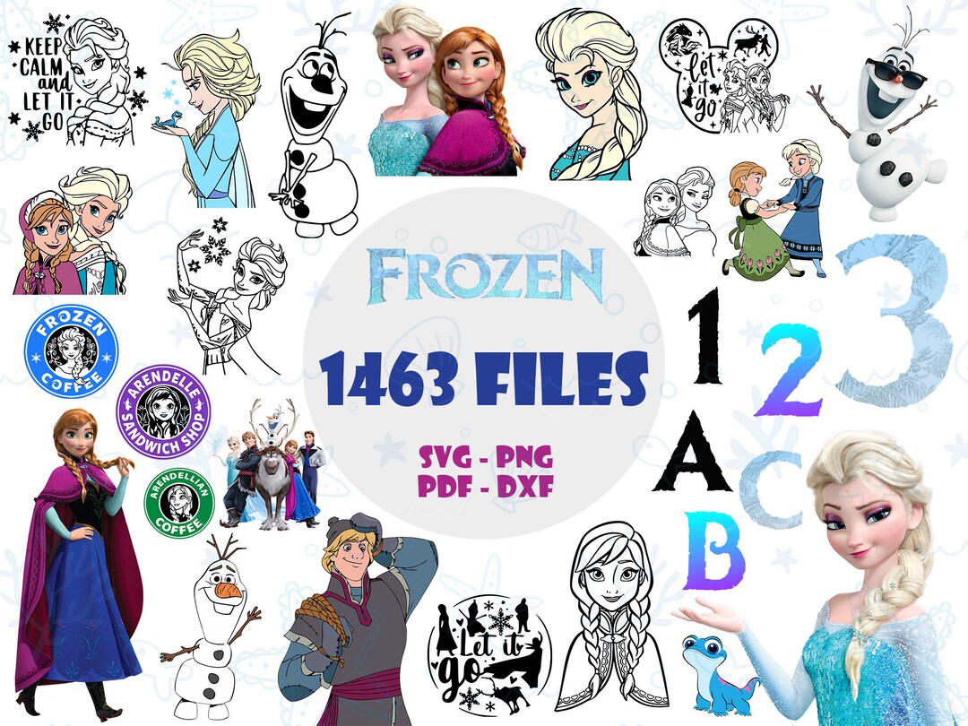Frozen SVG Bundle, Frozen Outline Svg, Frozen PNG, Princess Svg, Elsa ...