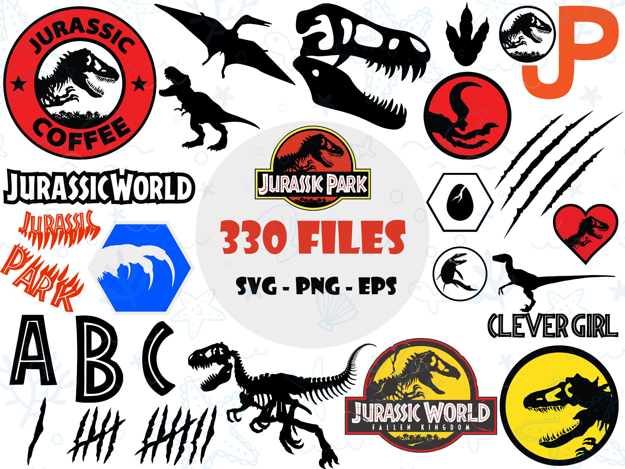 Jurassic Park Svg Dinosaur Svg Bundle Jurassic Font Svg Etsy