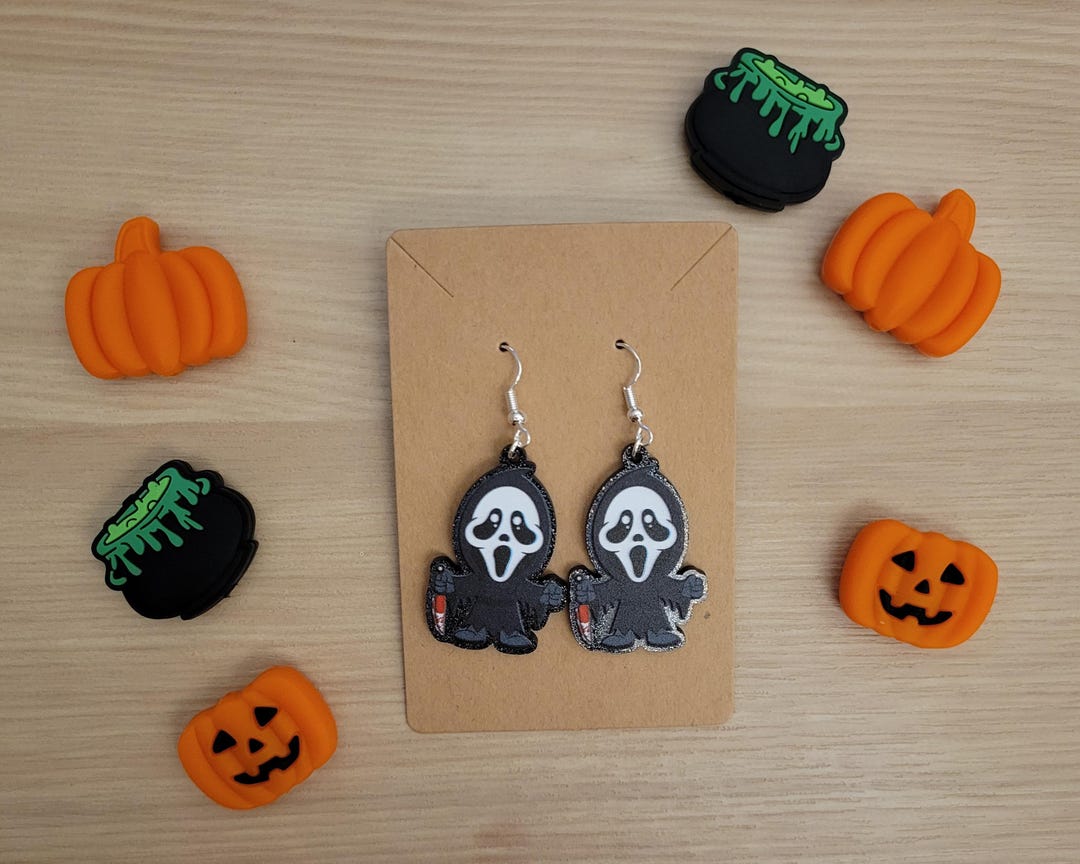 Dangling Ear Rings of Scream Ghost Face - Etsy