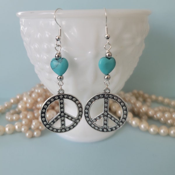 Turquoise Peace Sign - Etsy