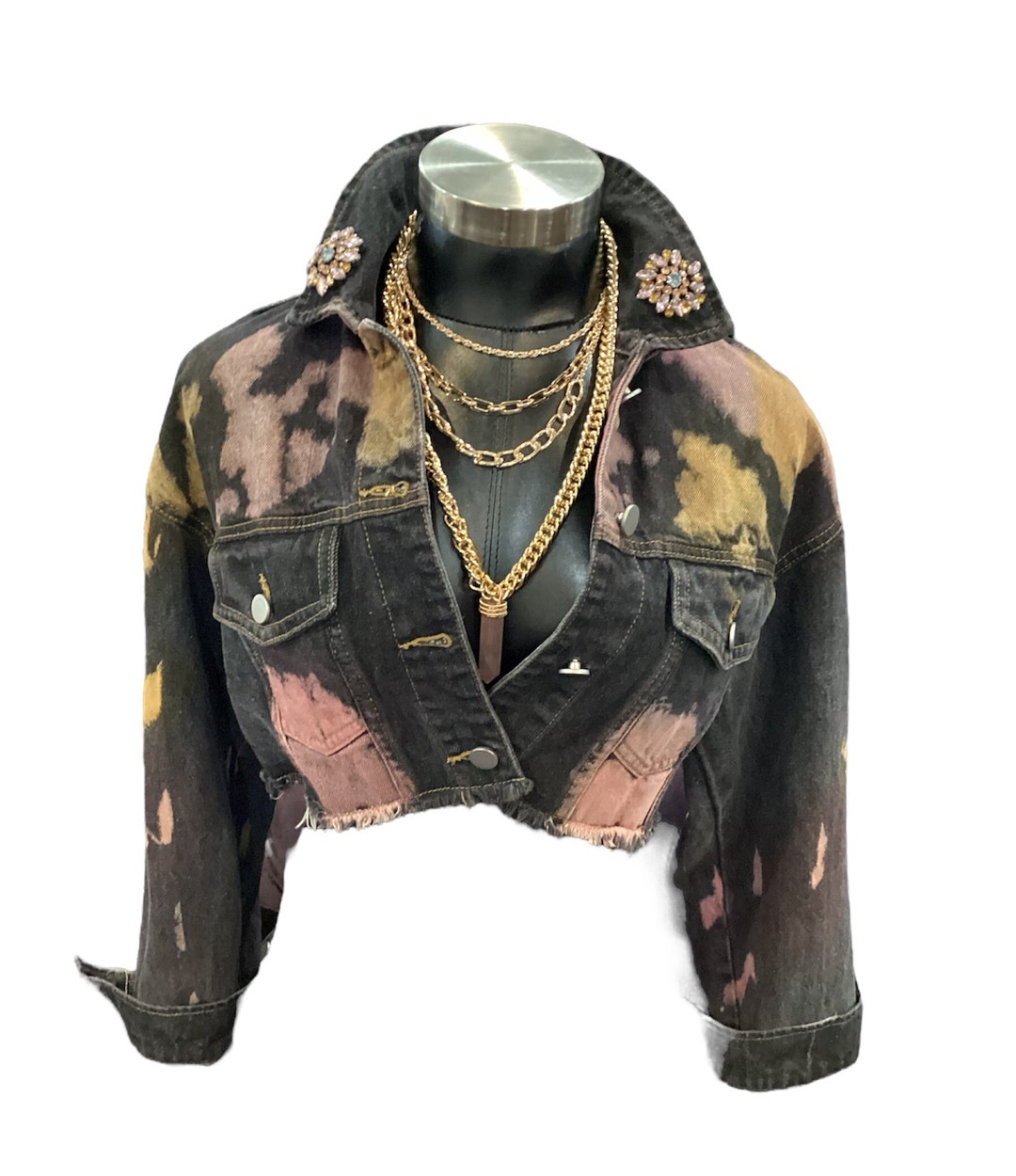 Tie Dyed Jeweled Crop Jacket - Etsy