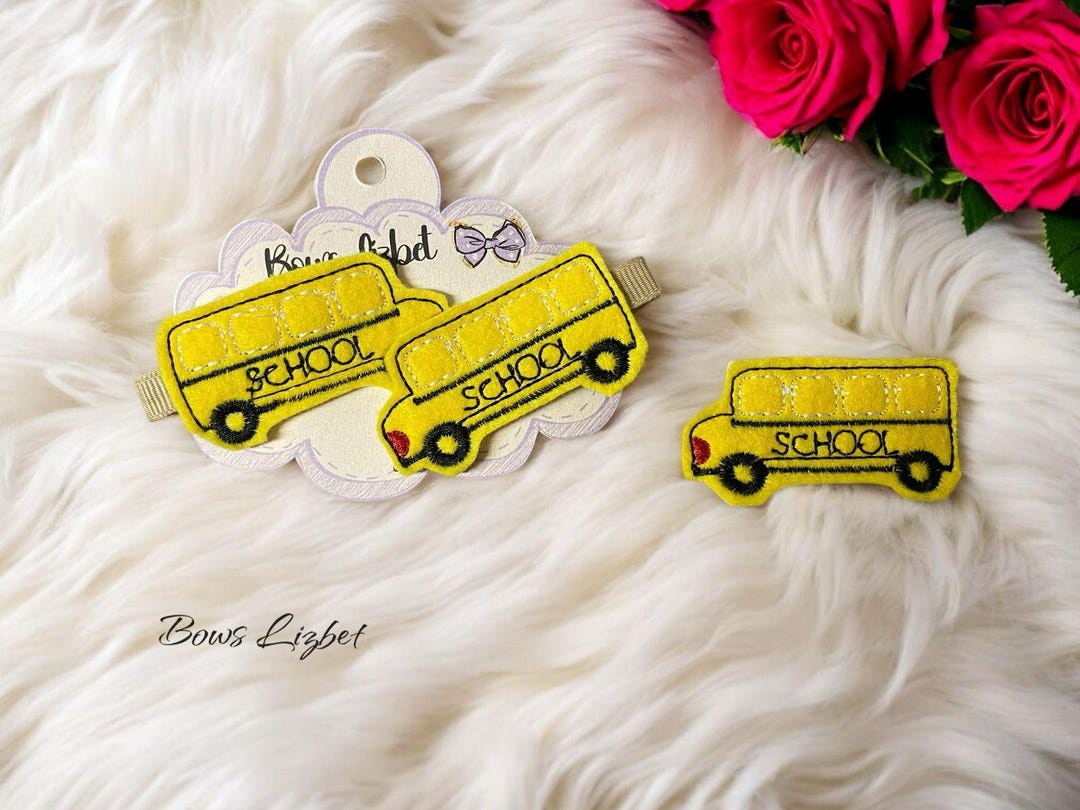 School Bus Split Machine Embroidery Design, Back to School Embroidery ...