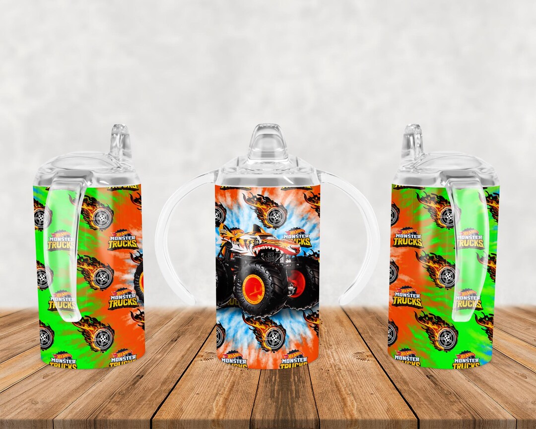 Monster Trucks 12oz Sippy Cup Tumbler PNG JPG Graphic Download - Etsy