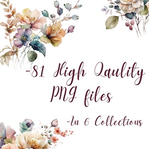 Commercial Use Flower Clipart Watercolor Wildflower Bundle - Etsy