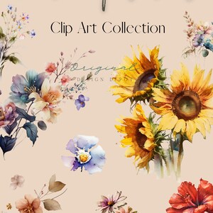 Commercial Use Flower Clipart Watercolor Wildflower Bundle - Etsy