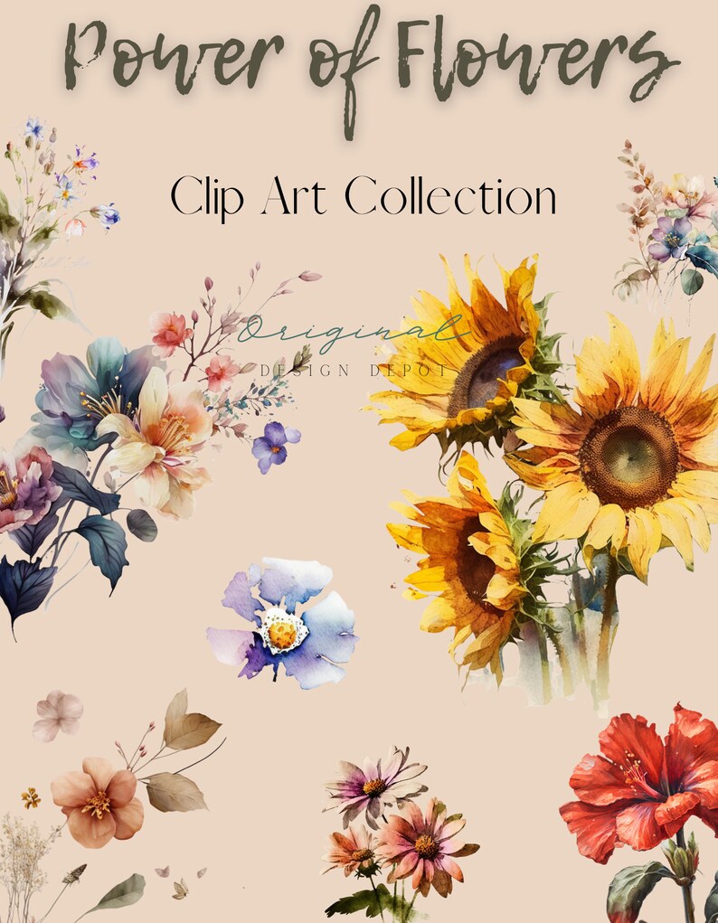 Commercial Use Flower Clipart Watercolor Wildflower Bundle - Etsy