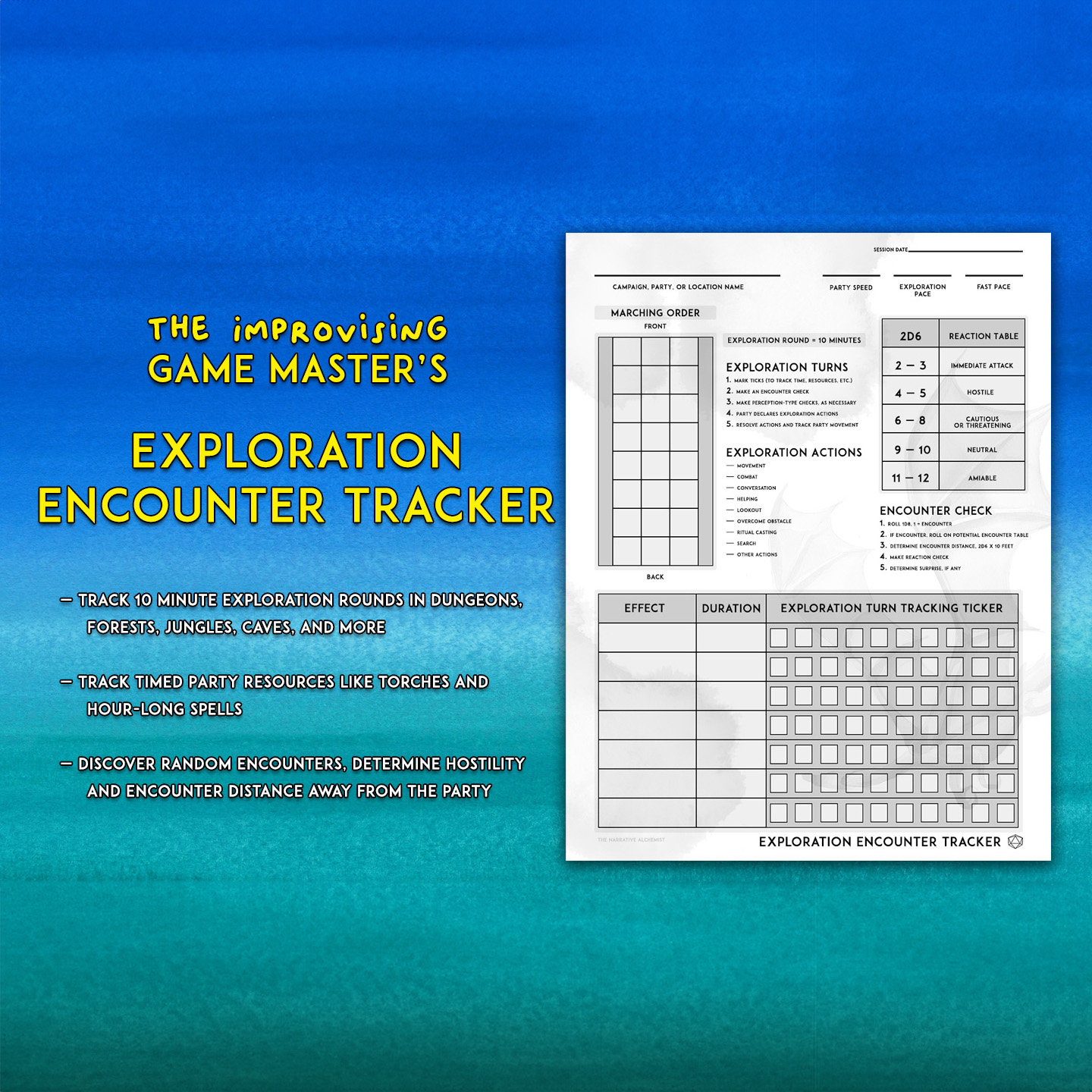 Dnd Exploration Encounter Tracker the Improvising Game Master - Etsy