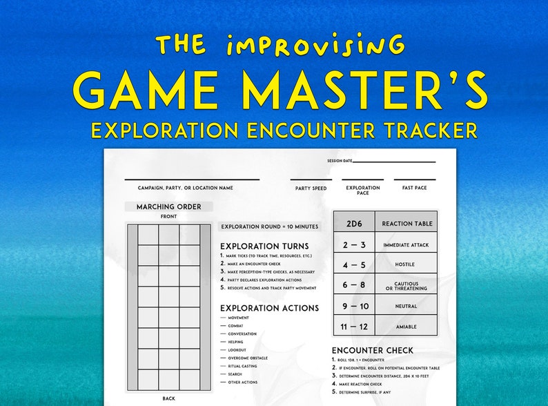 Dnd Exploration Encounter Tracker | the Improvising Game Master - Etsy