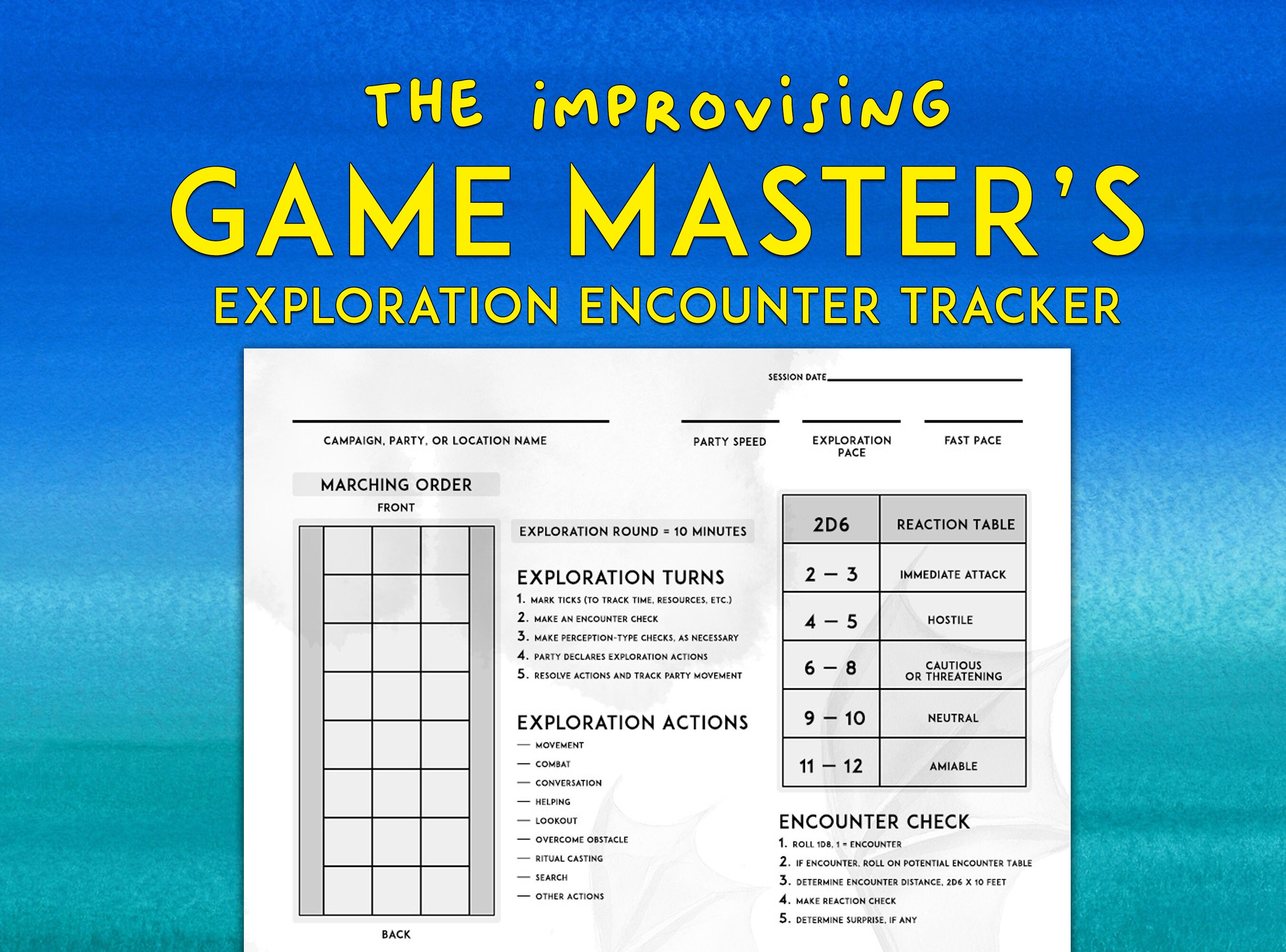 Dnd Exploration Encounter Tracker the Improvising Game Master - Etsy