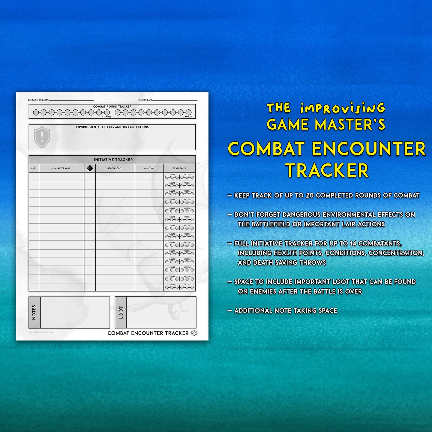 Dnd Combat Tracker The Improvising Game Master Etsy