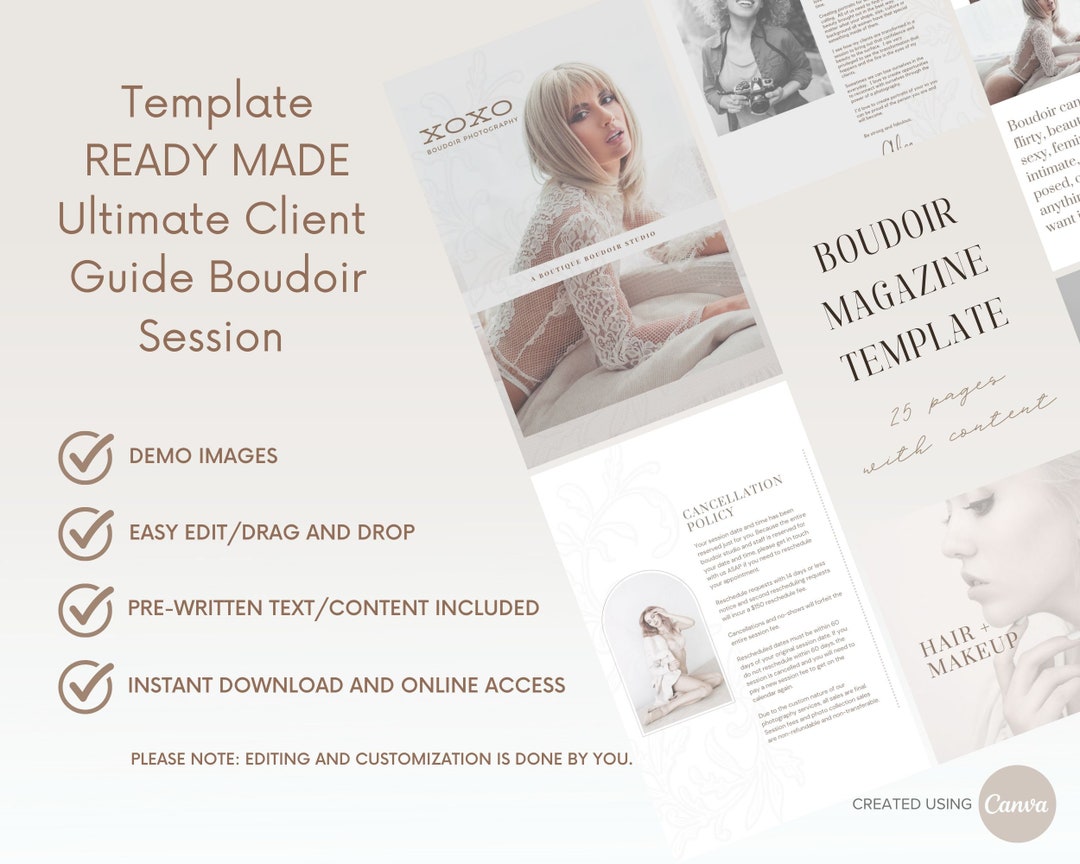 Boudoir Photographer Magazine Template | Services and Pricing Magazine ...