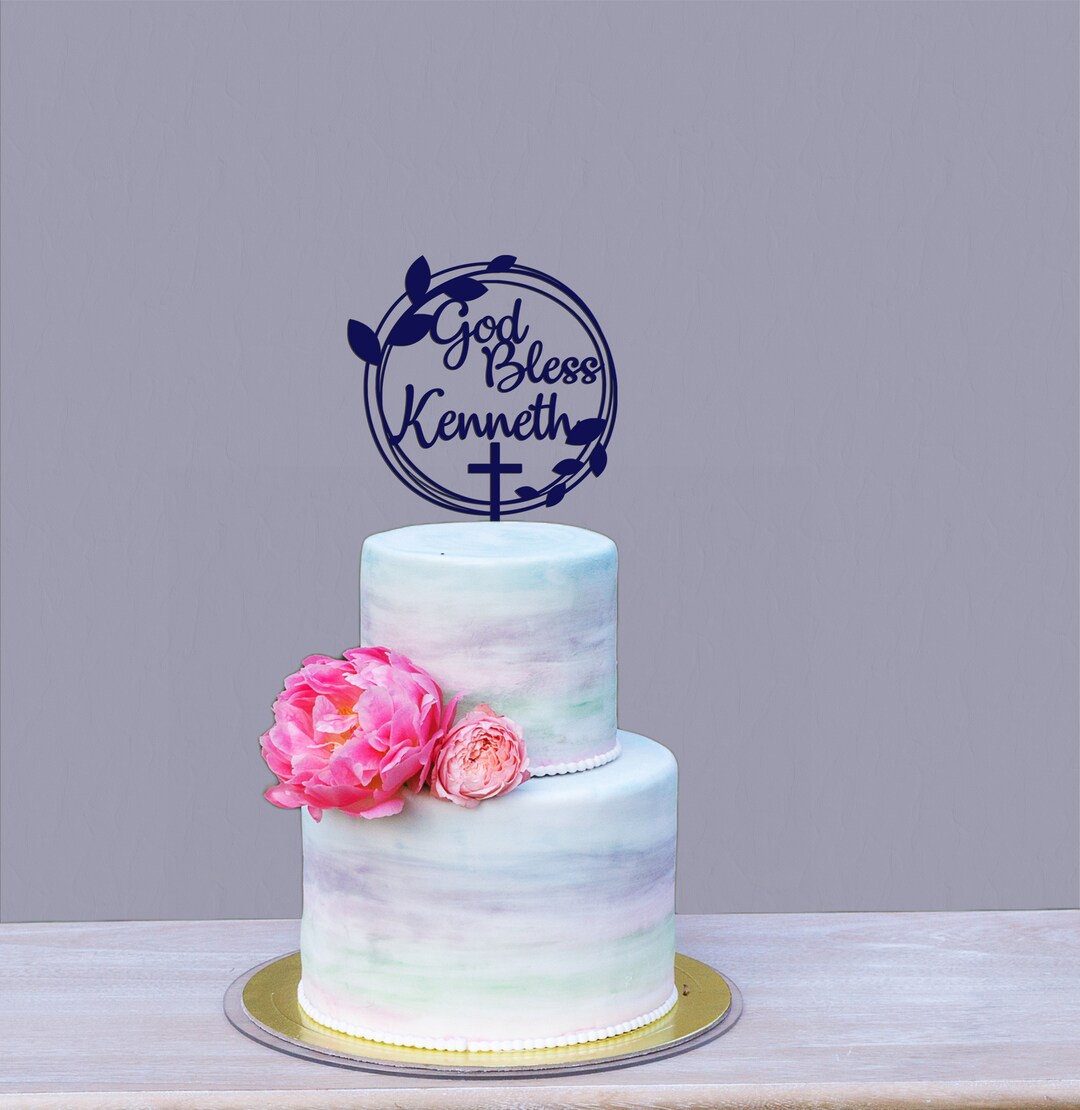 God Bless Baptism Cake Topper, Christening Cake Topper, Rustic Baptism ...