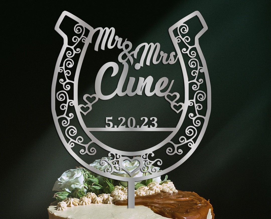 Horseshoe Wedding Cake Topper Minimalist Cake Topper for - Etsy