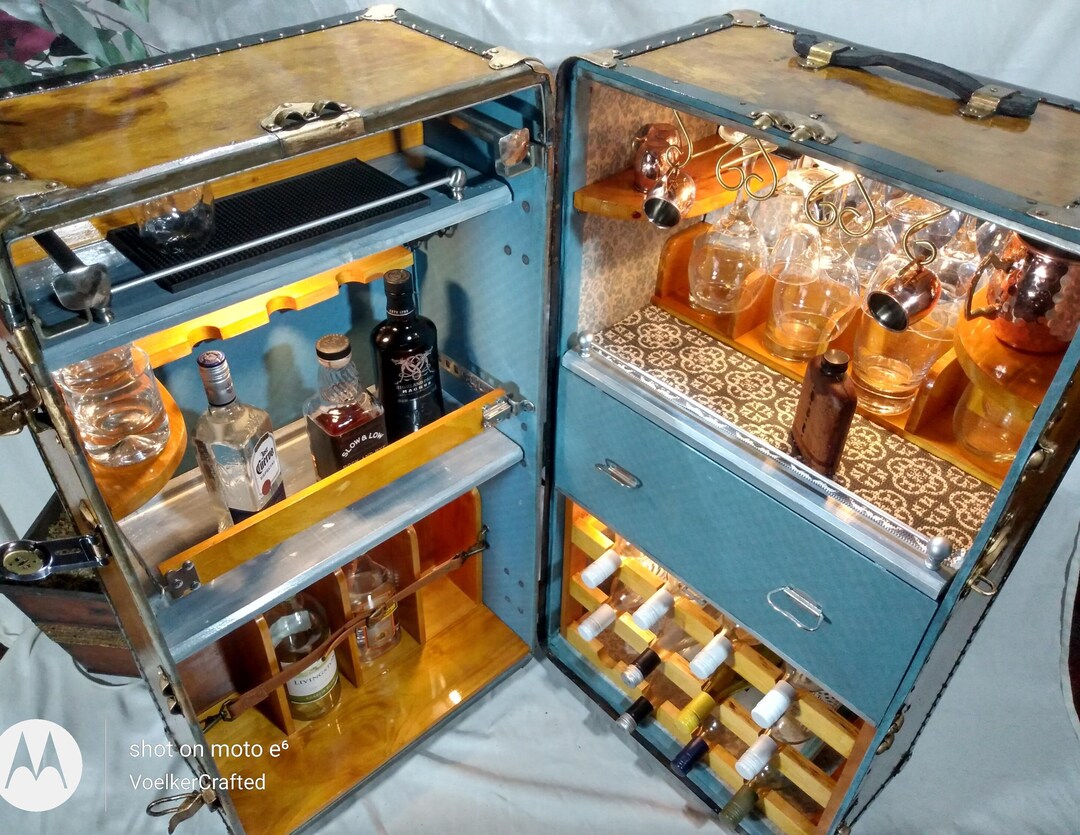 Authentic Hartmann Wardrobe Steamer Trunk Cocktail/wine Cabinet ...