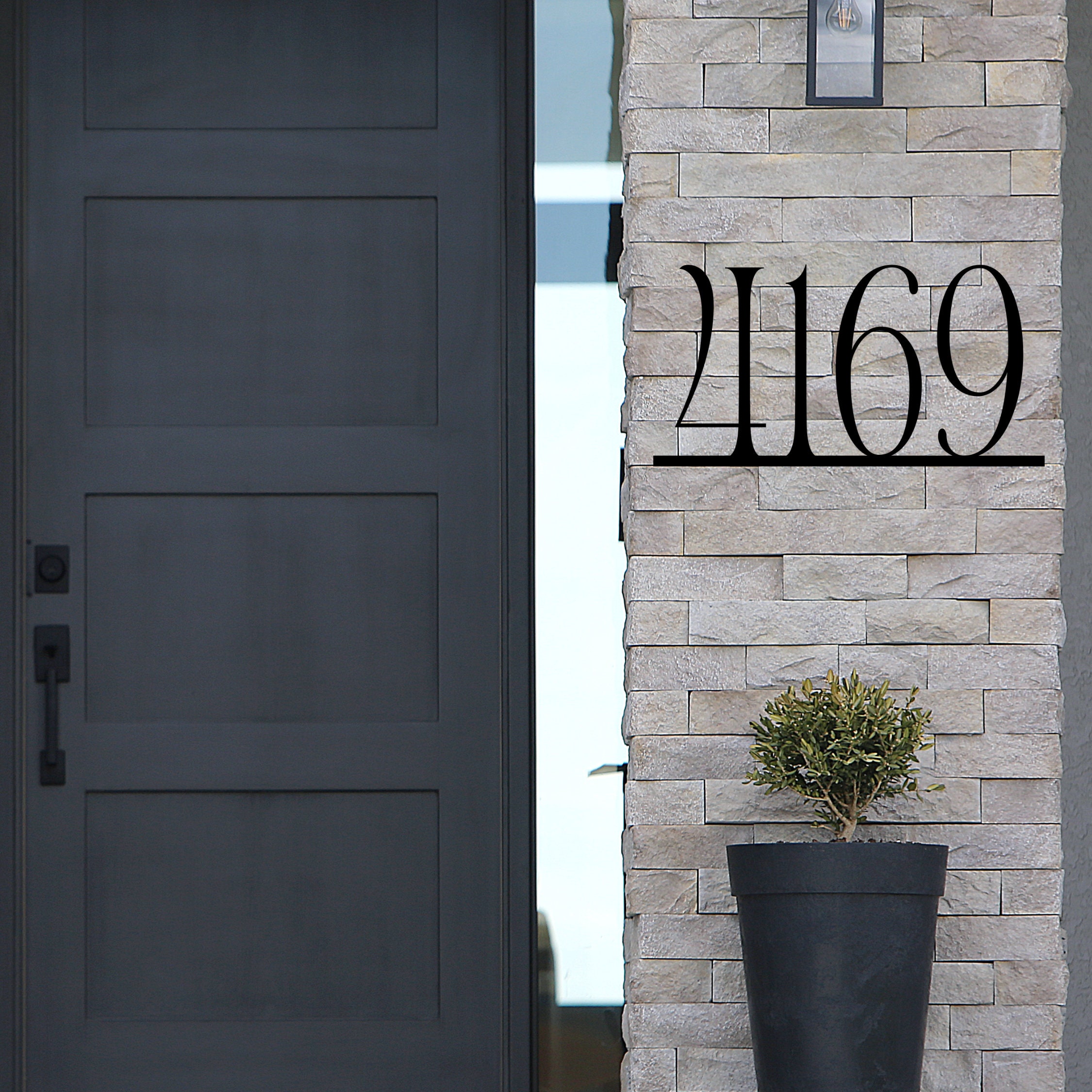 Mid Century Metal House Number Sign, Modern Address Sign, Personalized ...