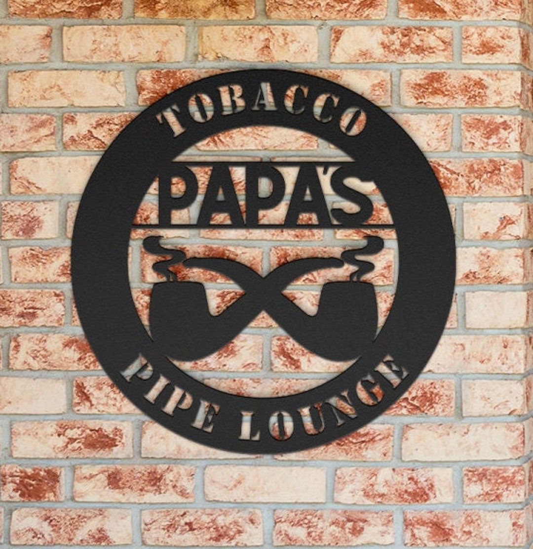 Custom Tobacco Pipe Lounge Metal Sign, Pipe Smoker Wall Art, Smoker Man ...