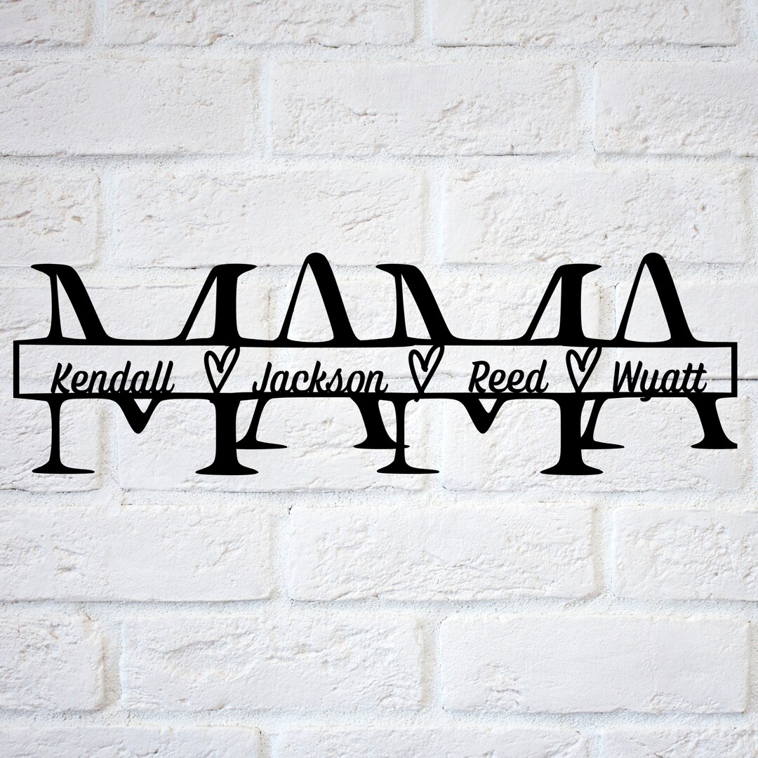 Mom Sign With Kids Names, Personalized Mama Metal Wall Art Sign, Mother ...