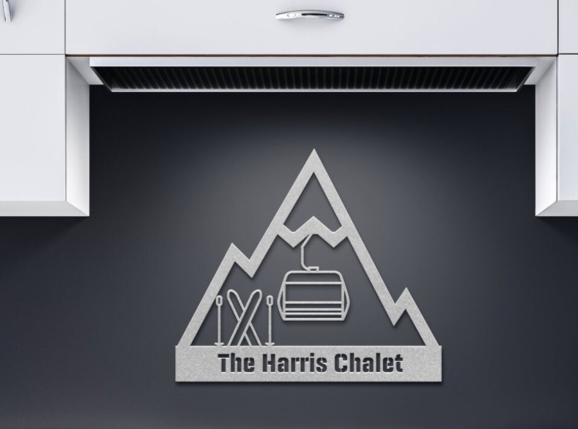 Custom Ski Chalet Cabin Sign Ski Chair Lift Mountain, Metal Wall Art ...