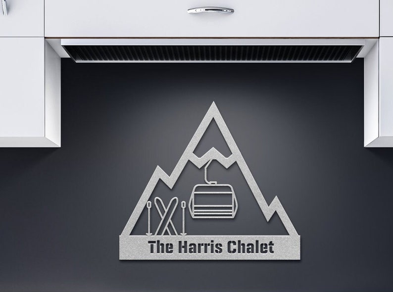 Custom Ski Chalet Cabin Sign Ski Chair Lift Mountain, Metal Wall Art ...