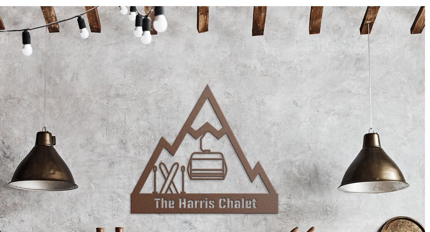 Custom Ski Chalet Cabin Sign Ski Chair Lift Mountain, Metal Wall Art ...