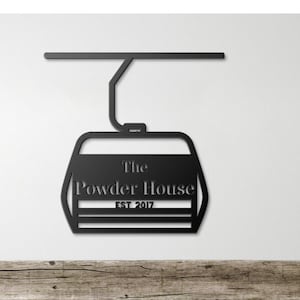 Ski Chair Lift Metal Sign for Front Door, Chalet Lodge Cabin Welcome ...
