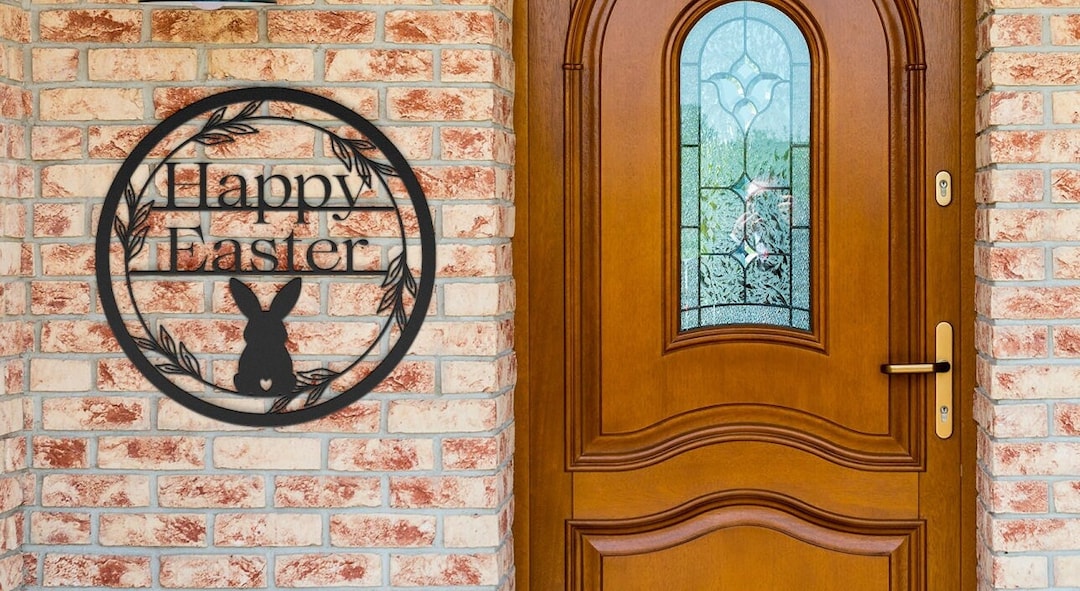 Happy Easter Metal Wreath for Front Door, Happy Easter Wreath, Welcome ...