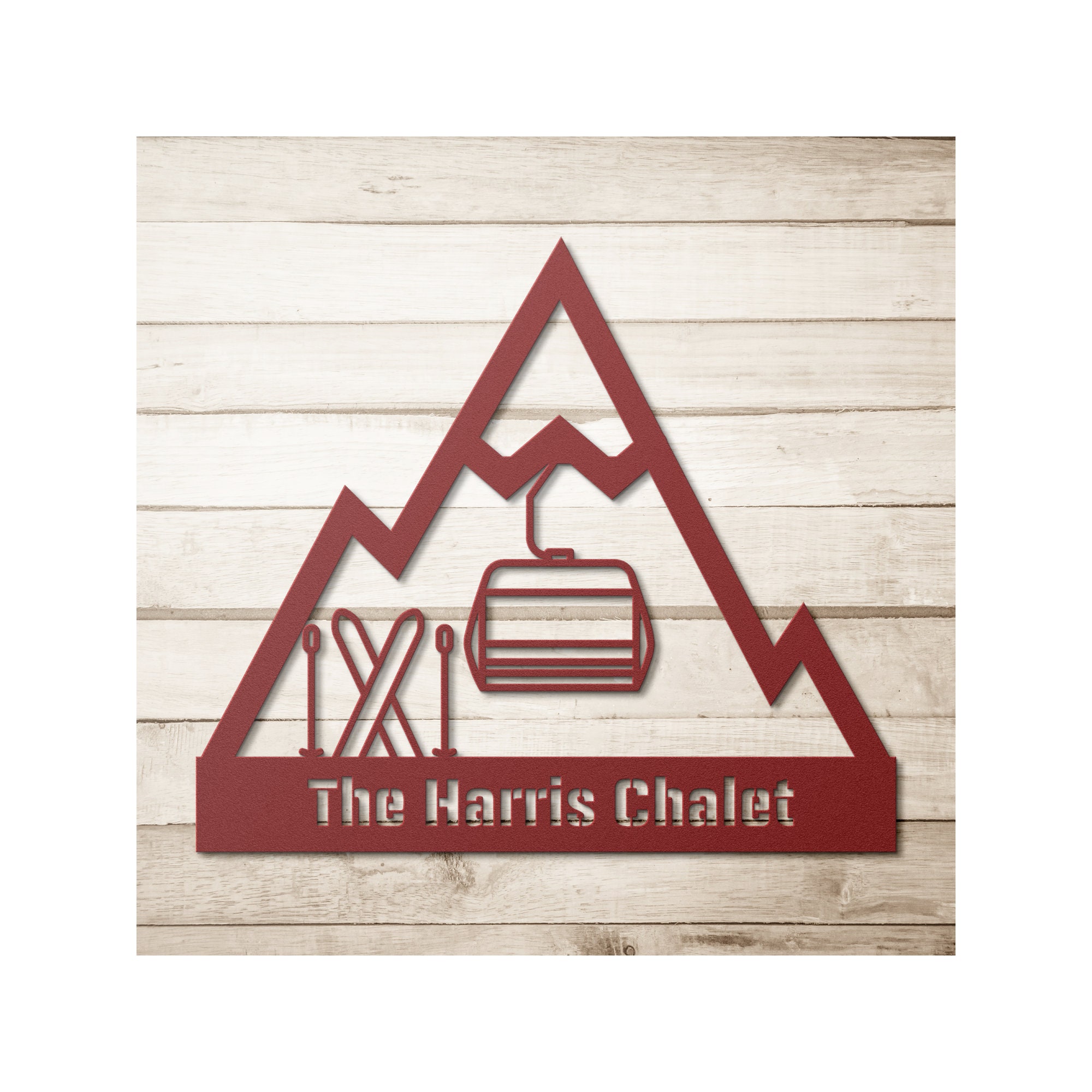 Custom Ski Chalet Cabin Sign Ski Chair Lift Mountain, Metal Wall Art ...