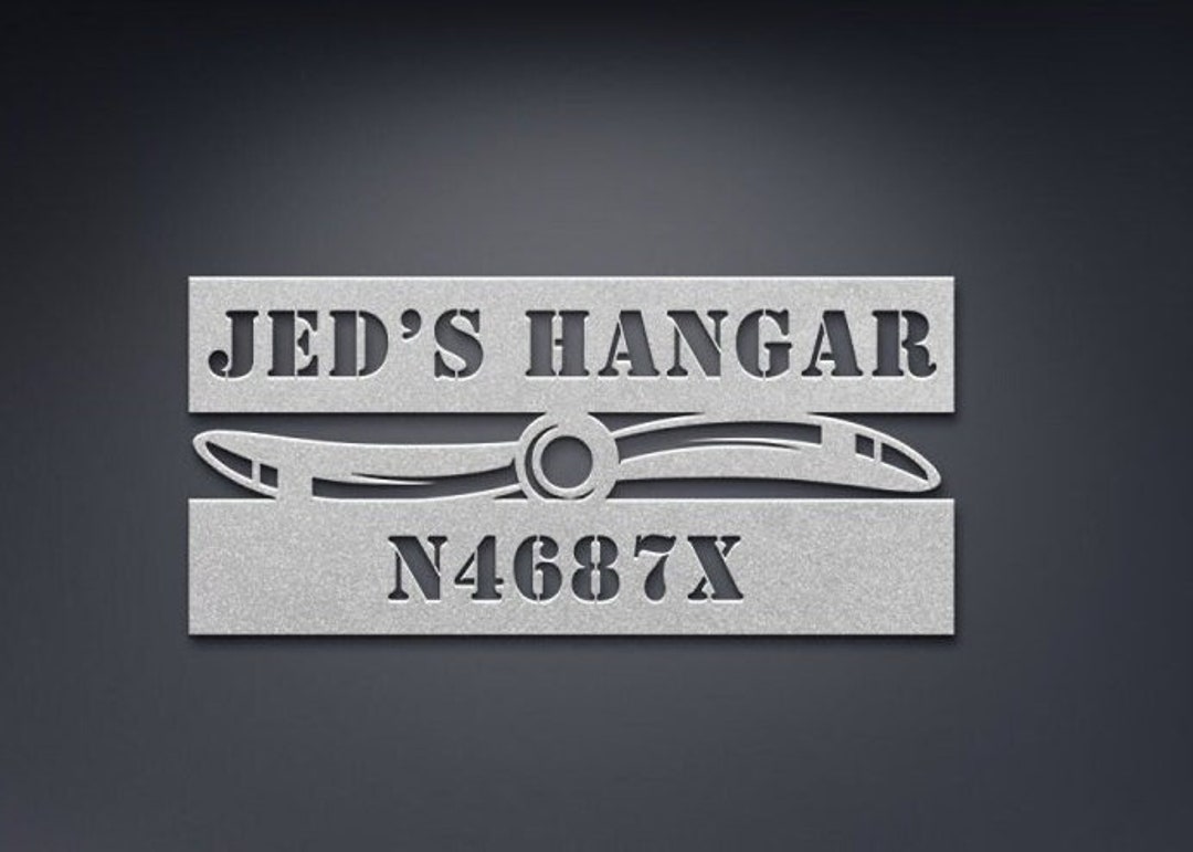 Custom Tail Number Hangar Metal Sign, Propeller Aviation Sign ...