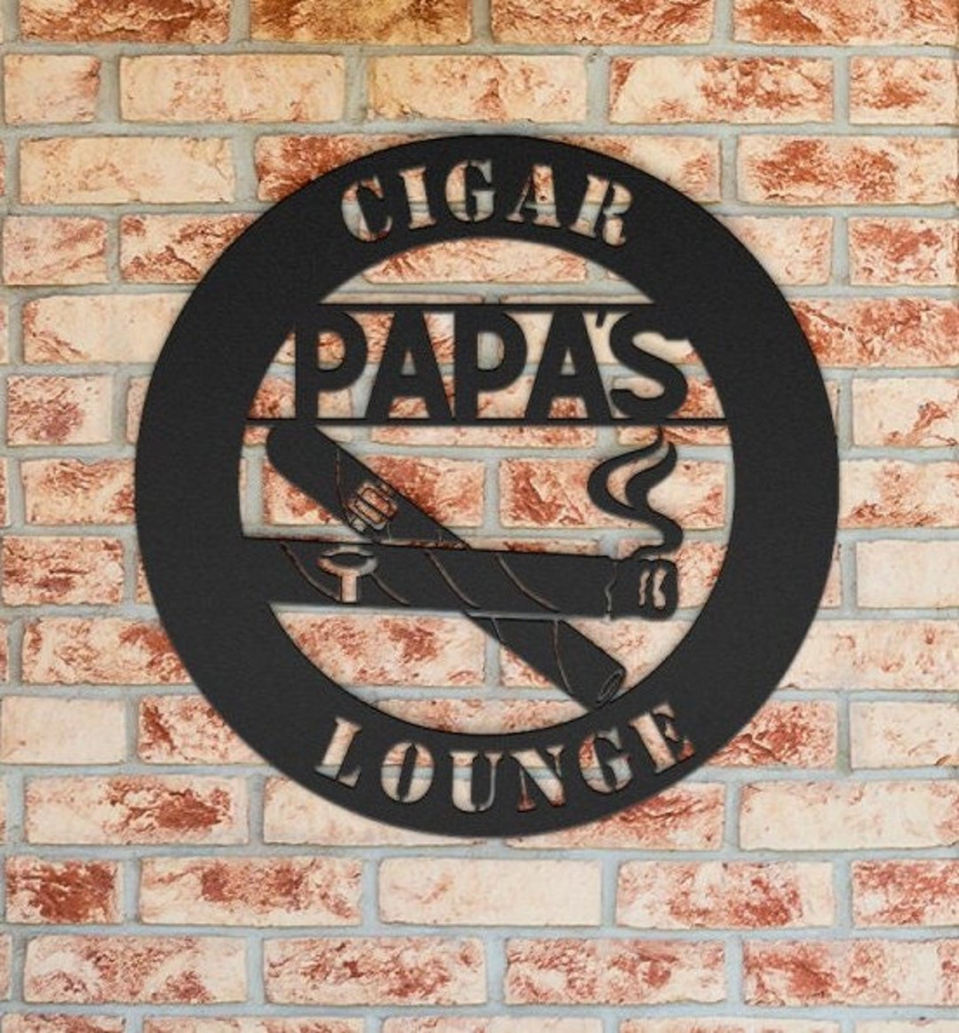 Custom Cigar Lounge Metal Sign, Personalized Cigar Smoker Gift Man Cave ...