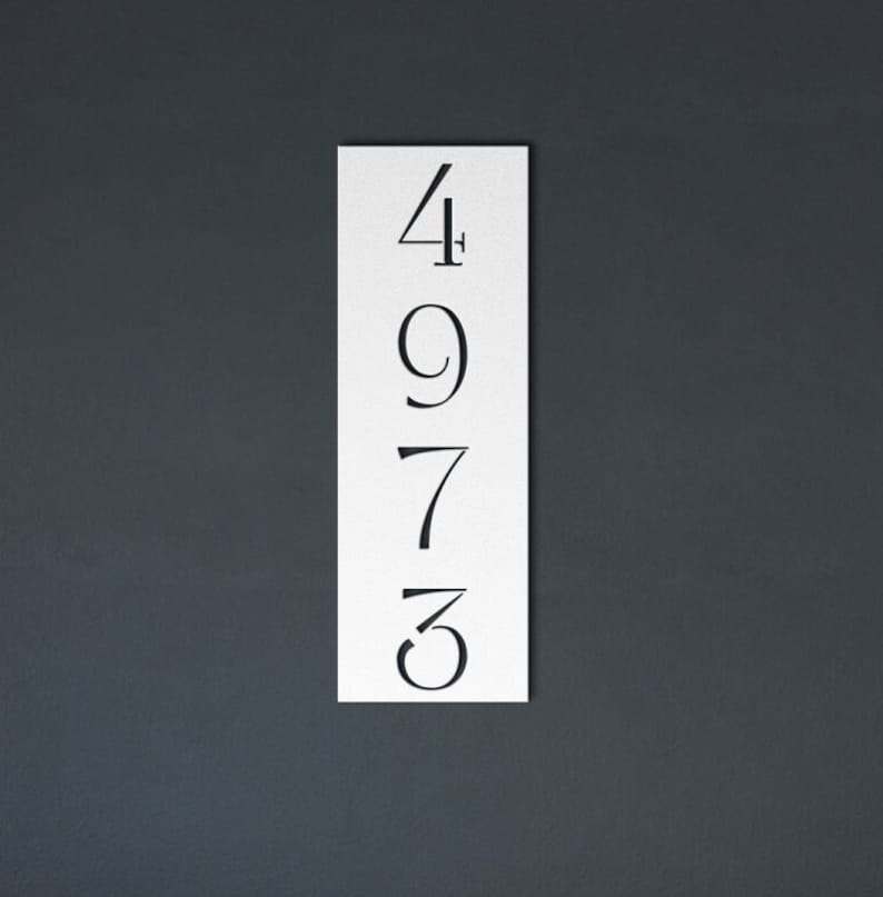 Mid Century Modern Vertical House Number Sign, Retro Metal Address Sign ...