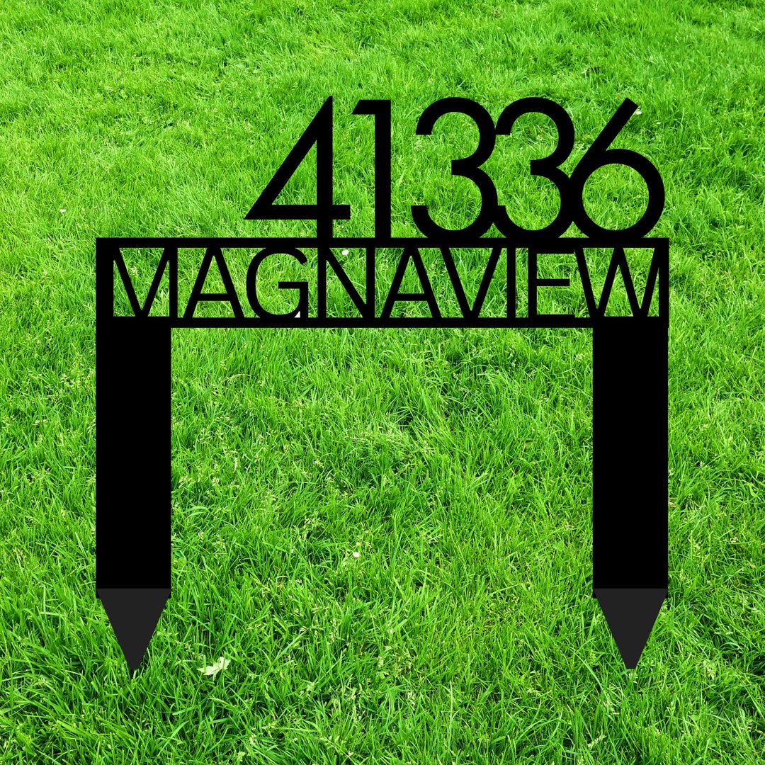 Lawn Address Sign With Stakes, Custom Address Sign With Street Name ...