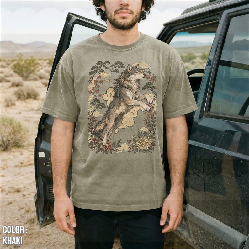 Japanese Wolf Forest Art T-shirt, Asian Nature Comfort Colors Tee - Etsy