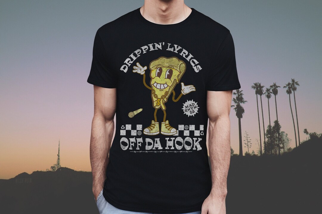 Pizza Tshirt Retro Cartoon Hip Hop Graphic Tee 80s Rap Vintage Shirt ...