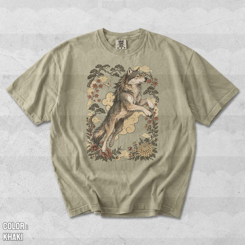 Japanese Wolf Forest Art T-shirt, Asian Nature Comfort Colors Tee - Etsy