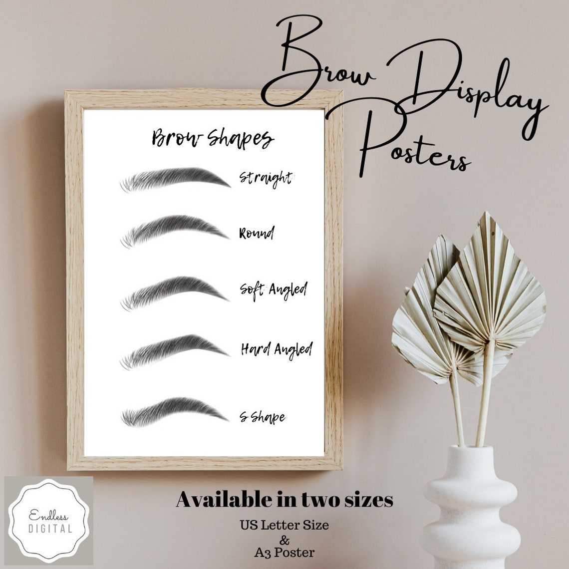 Brow Display Poster, Eyebrow Shapes, Eyebrow Style Poster, Beauty Salon ...
