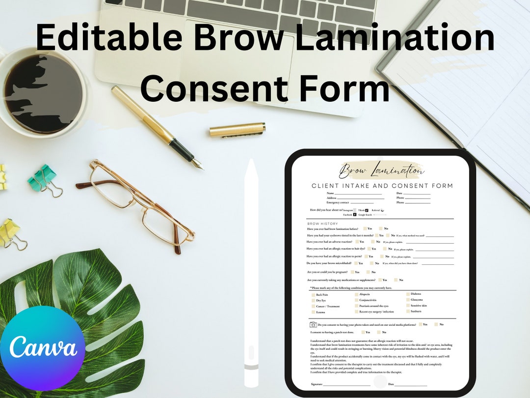 Brow Artist Consent Form, Editable Consent Form, Brow Lamination ...