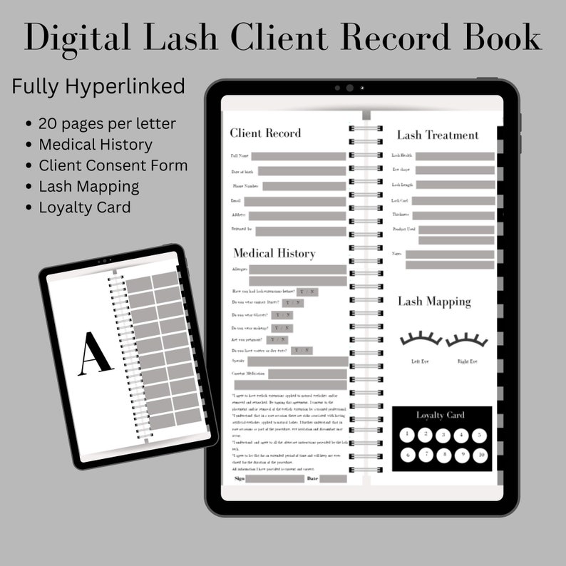 2024 Digital Lash Client Record Book, Lash Tech Planner, Business ...