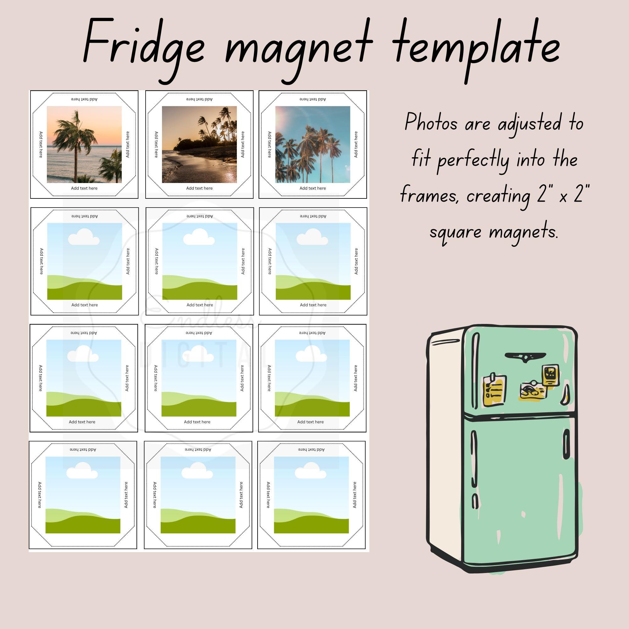 DIY Printable Photo Magnet Template | Instant Download | 2"x2" Size - Etsy