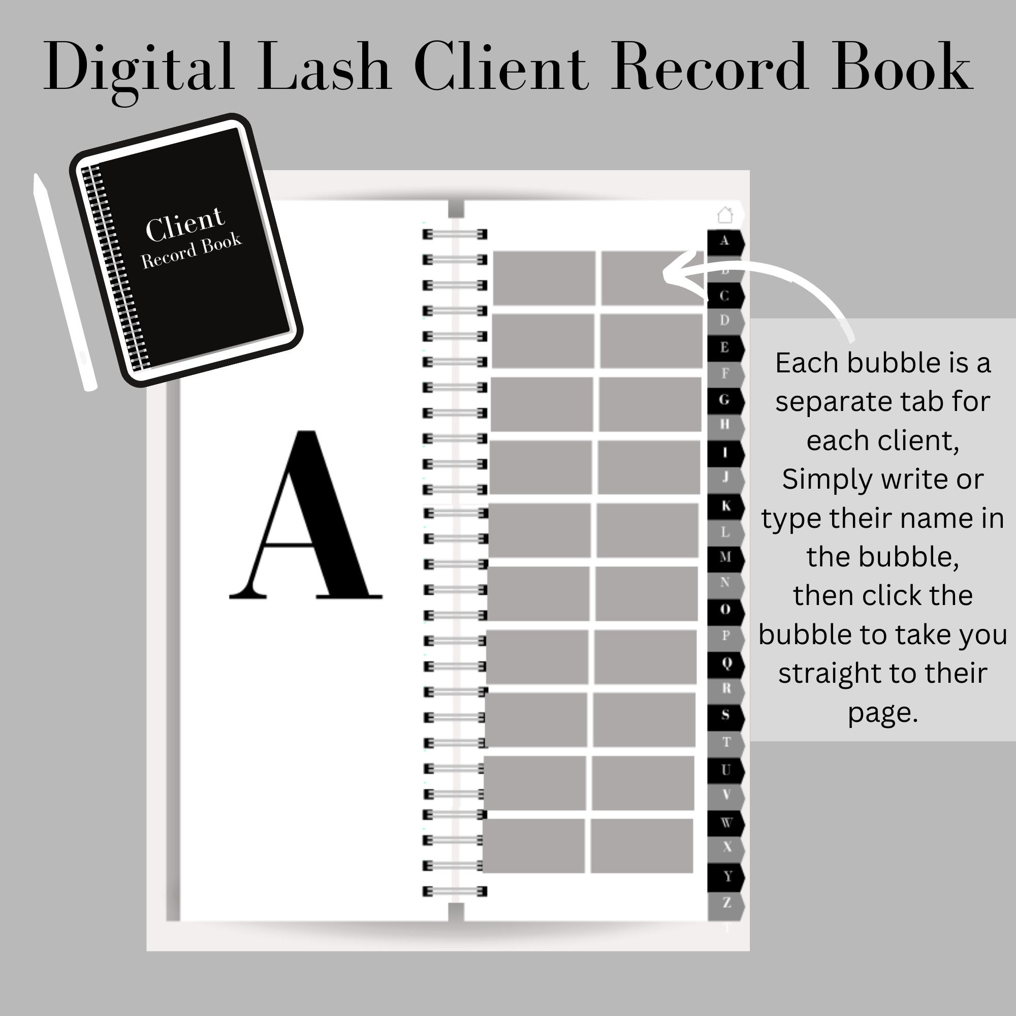 2024 Digital Lash Client Record Book, Lash Tech Planner, Business ...